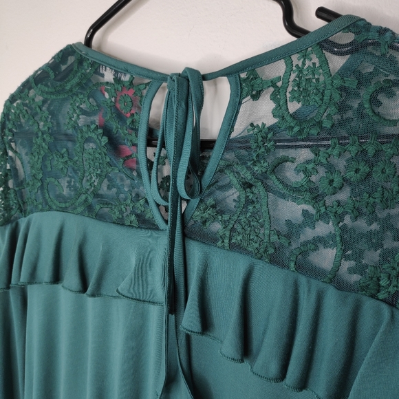 William Rast | Tops | William Rast Lace Ruffle Long Sleeve Blouse Green ...